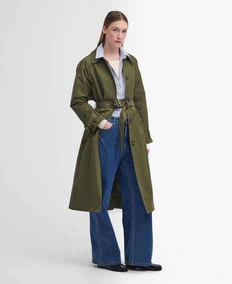 Gentleman Store Barbour Marie Showerproof Trench Coat Dark Moss Barbour Jacken Mantel und Westen Fur Frauen Kleidung