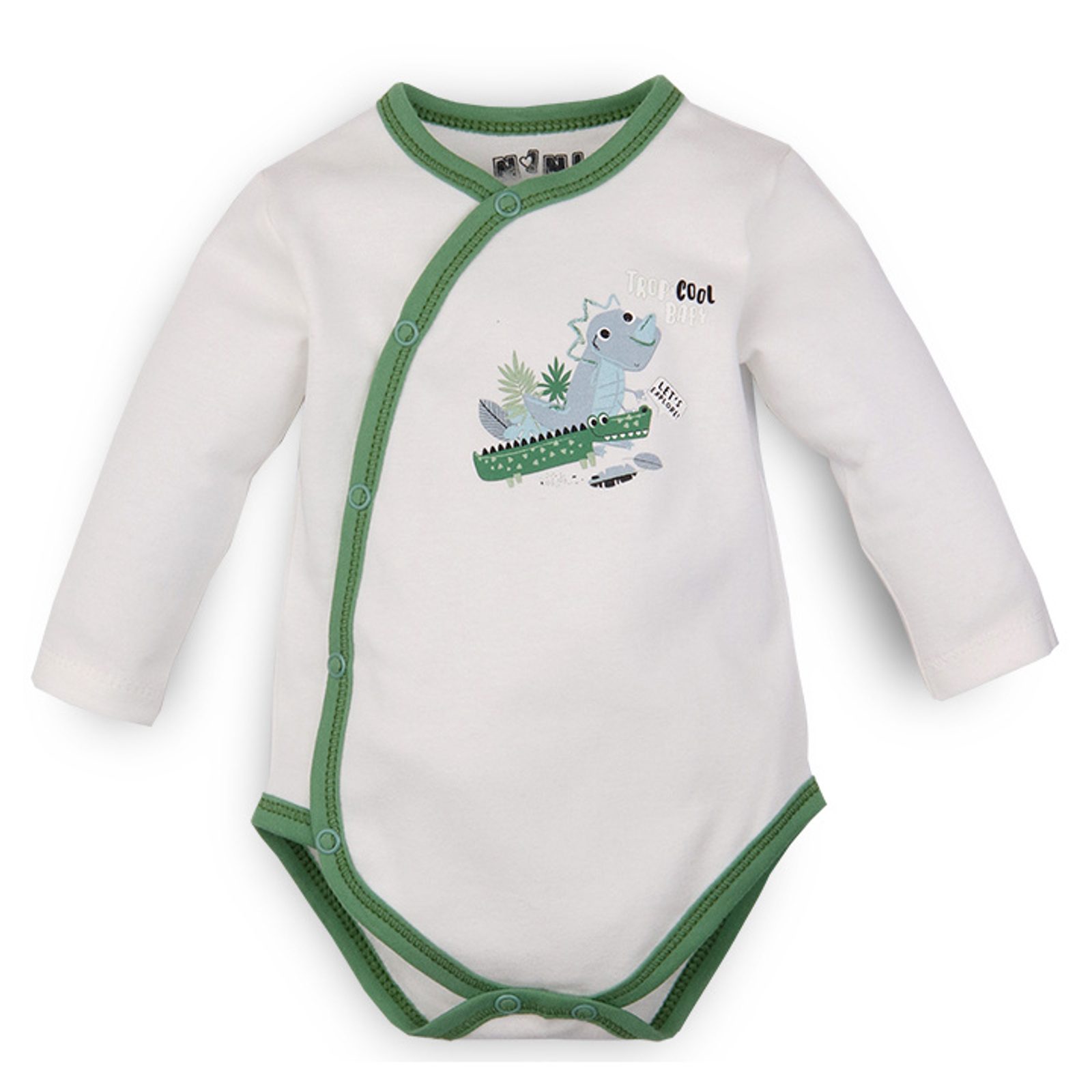 NINI Body celorozepínací dlouhý rukáv Dino BÍLÉ - ProMrňousky.cz