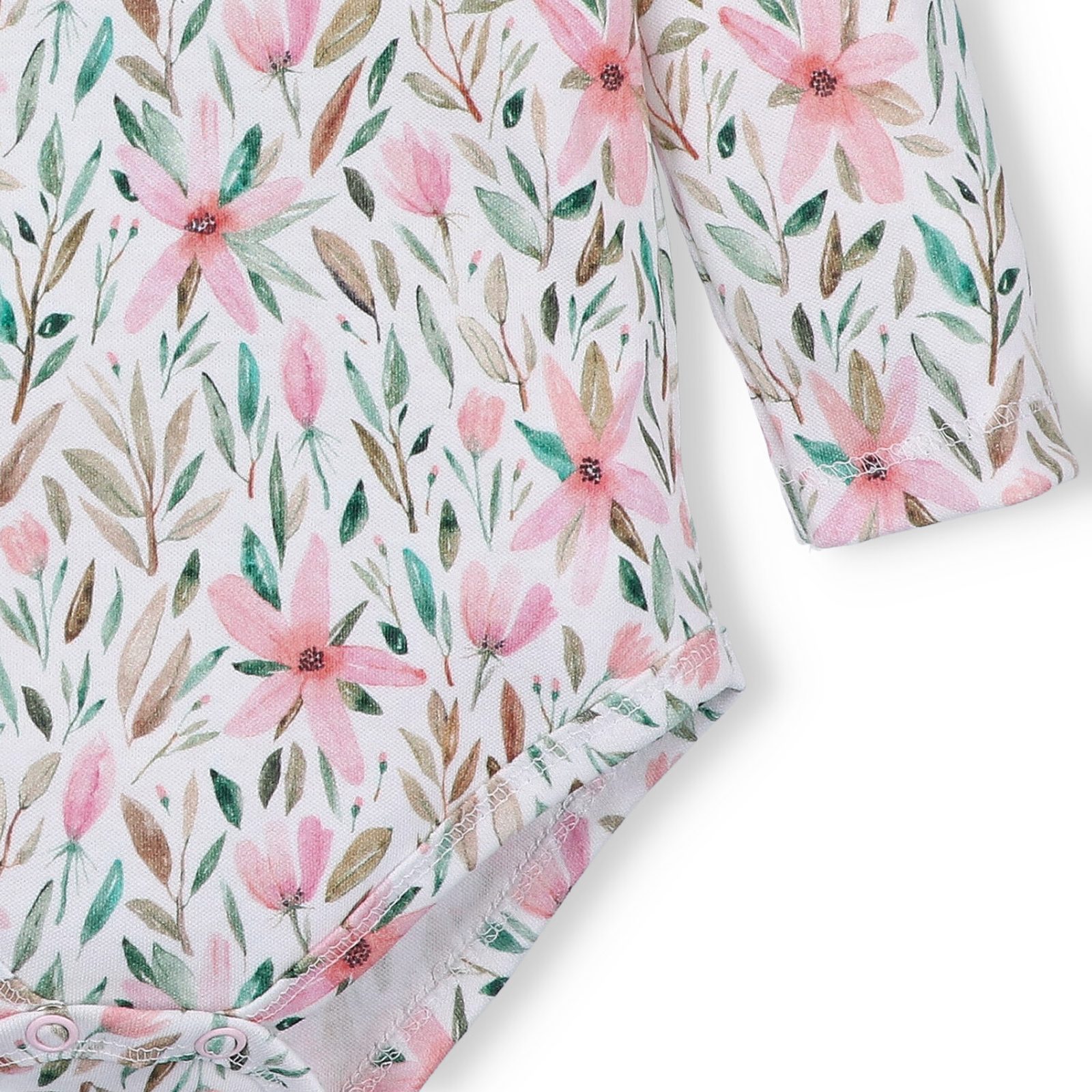 NINI Body dlouhý rukáv Pink Flowers KVĚTY - ProMrňousky.cz