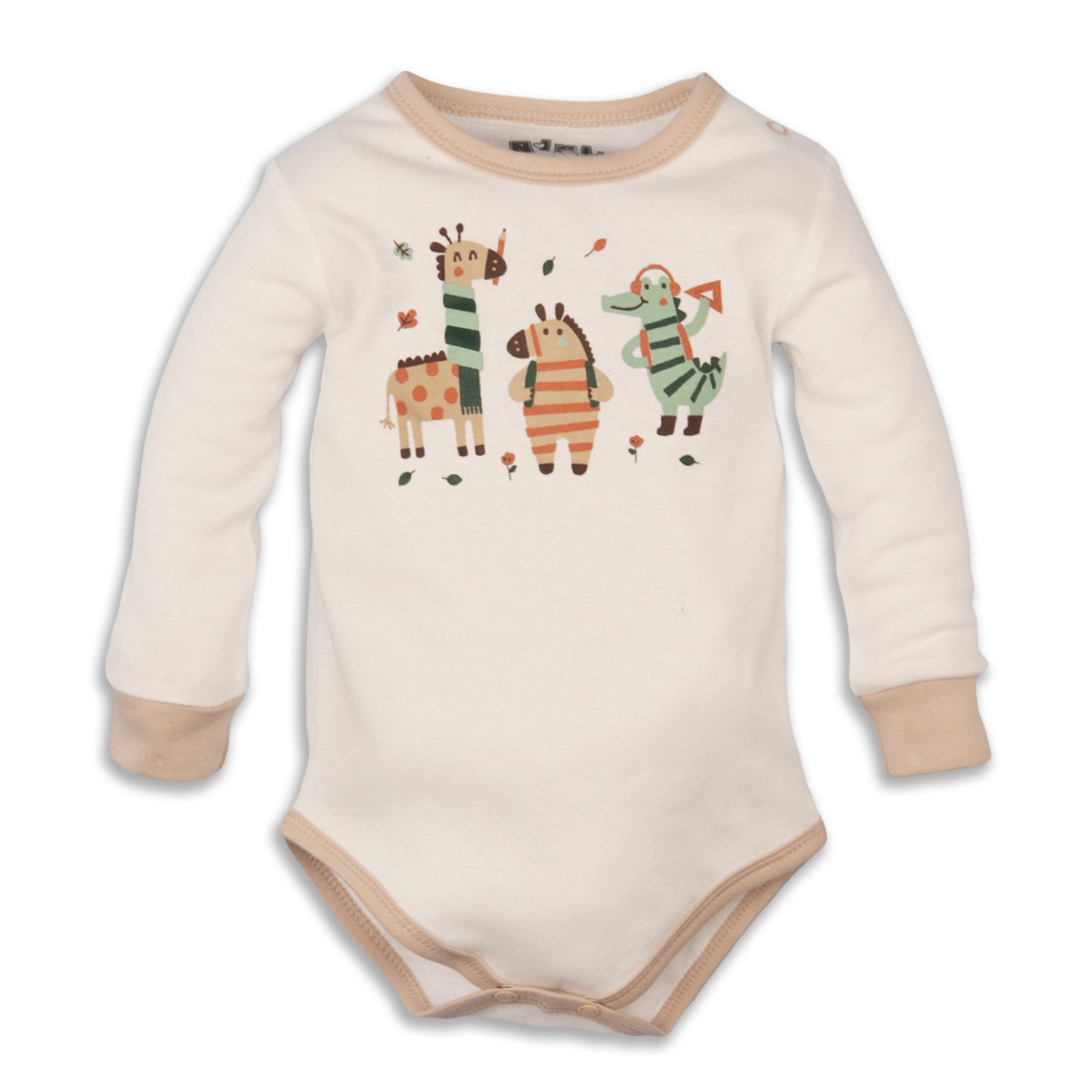 NINI Body dlouhý rukáv Happy Animals SMETANOVÉ - ProMrňousky.cz