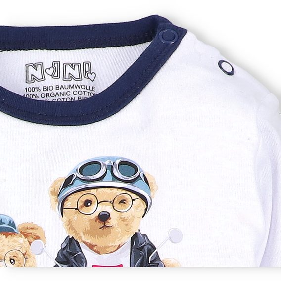 NINI Body dlouhý rukáv Teddy Bear BÍLÉ - ProMrňousky.cz
