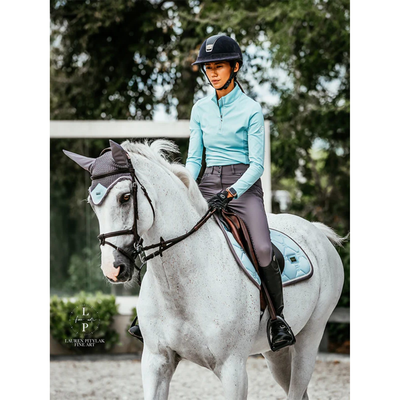 Čabraka na uši Equestrian Stockholm Ice Blue - Equiservis.cz