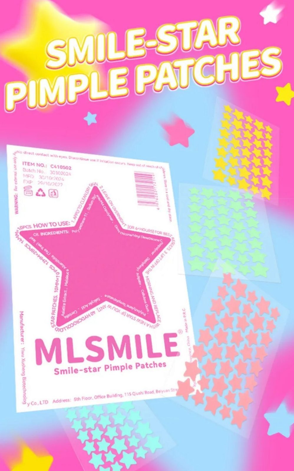 MLSMILE Barevné náplasti na akné Smile Star Pimple Patches - #03 Green ...