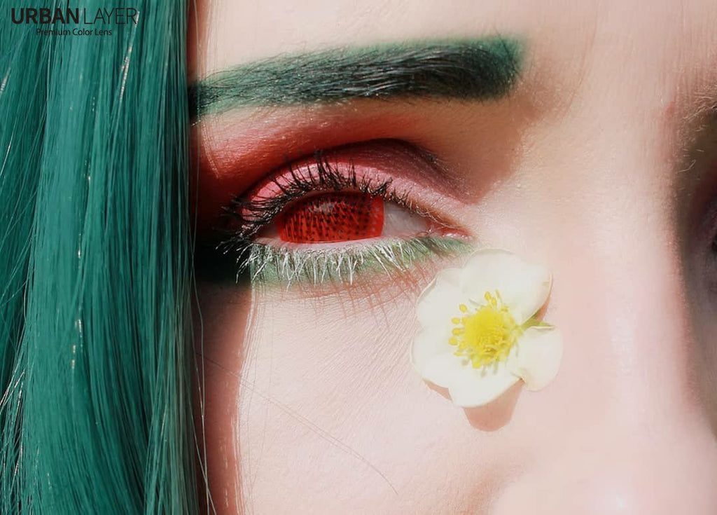 Red Mesh Contact Lenses (1 pair) - Lucifer - Halloween & Crazy Contacts ...