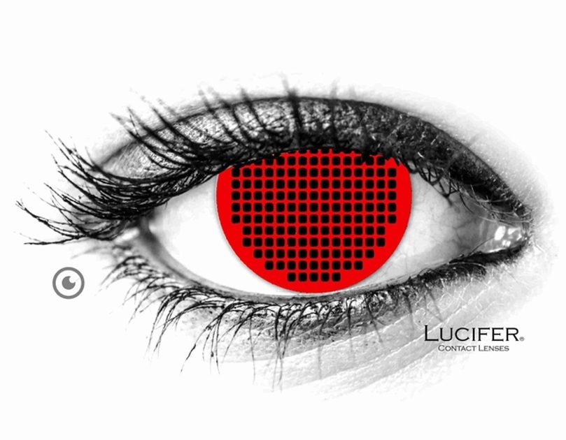 Red Mesh Contact Lenses (1 pair) - Lucifer - Halloween & Crazy Contacts ...