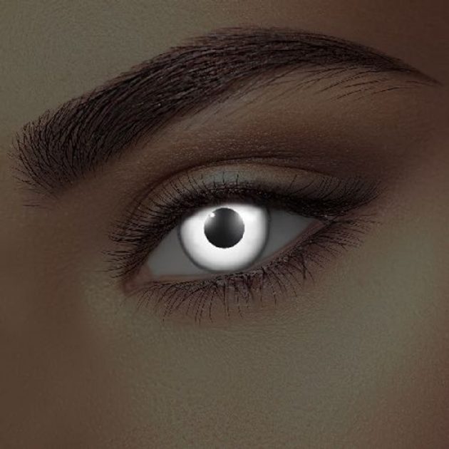 Glow White UV Contact Lenses (1 pair) - Lucifer - Halloween & Crazy ...