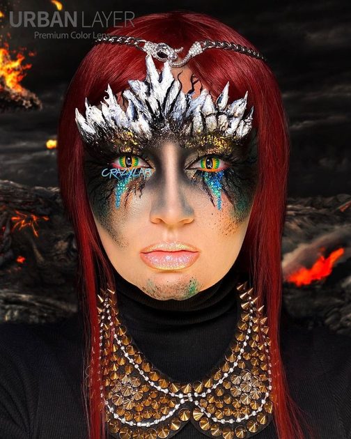 Green Dragon Eye Contact Lenses (1 pair) - Lucifer - Halloween & Crazy ...