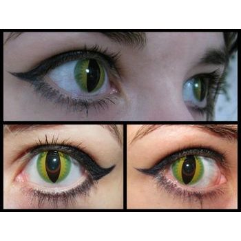 Green Dragon Eye Contact Lenses (1 pair) - Lucifer - Halloween & Crazy ...