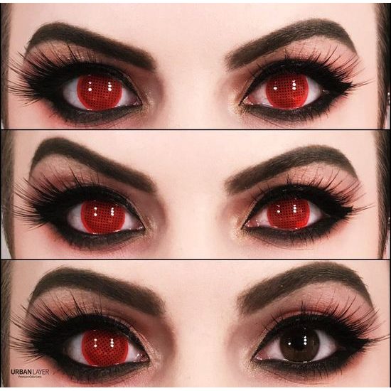 Red Mesh Contact Lenses (1 pair) - Lucifer - Halloween & Crazy Contacts ...