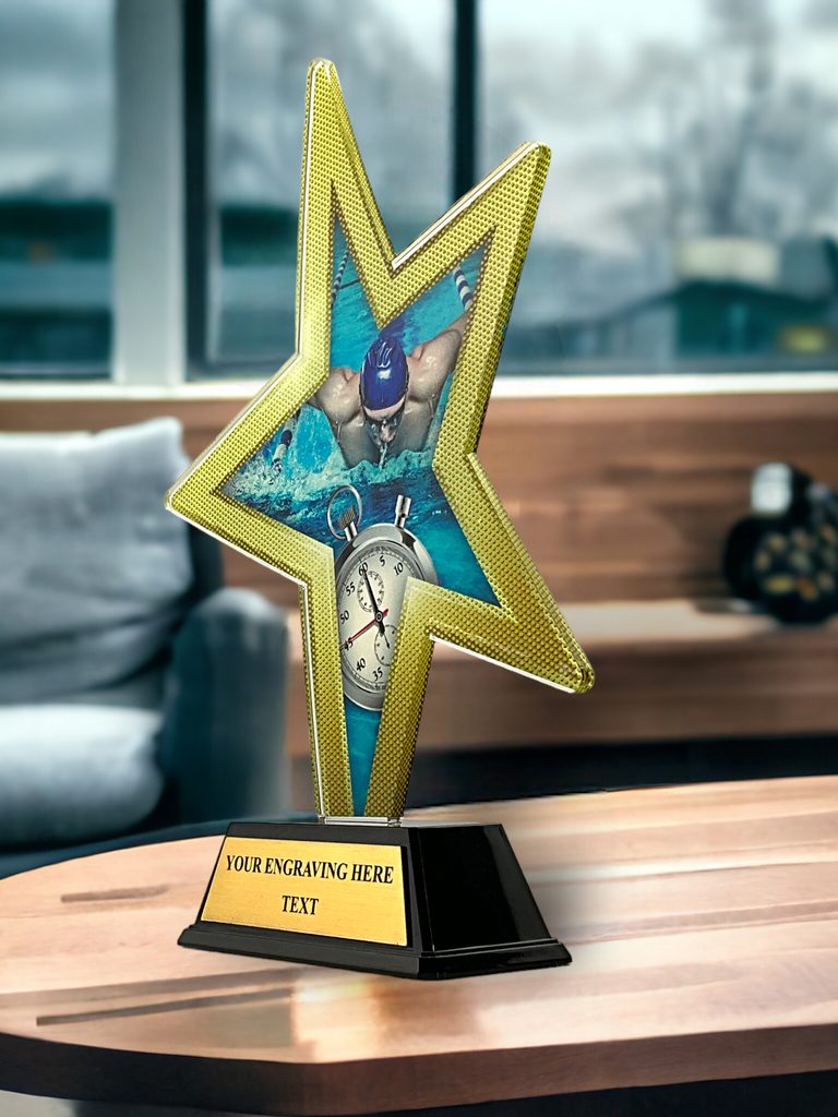 Gold Star Swimming Trophy | Trophy Monster ⭐ USA