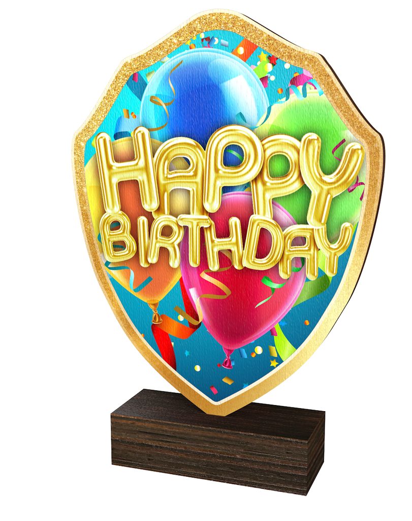 Arden Happy Birthday Real Wood Shield Trophy | Trophy Monster ⭐ USA