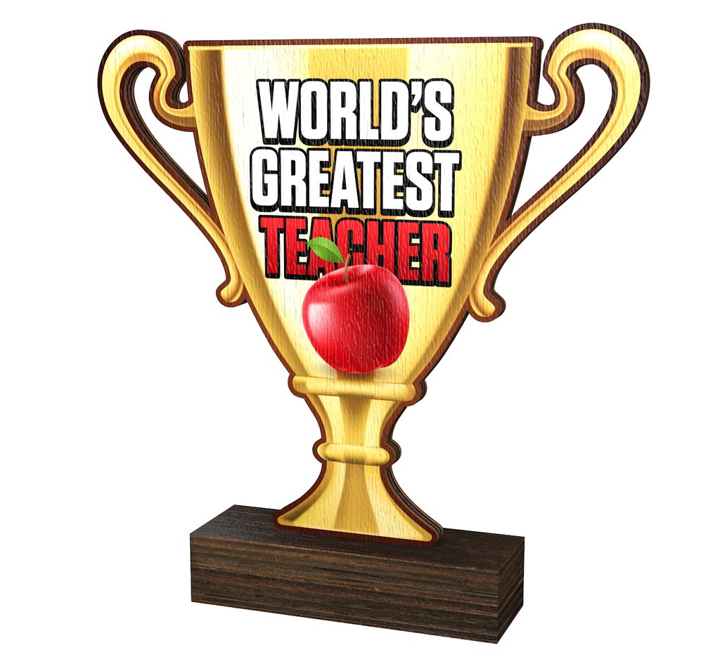 Worlds Greatest Teacher Real Wood Trophy Cup | Trophy Monster ⭐ USA