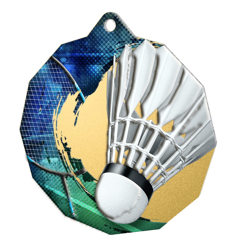 Polygon Stainless Steel Badminton Medal | Trophy Monster ⭐ USA
