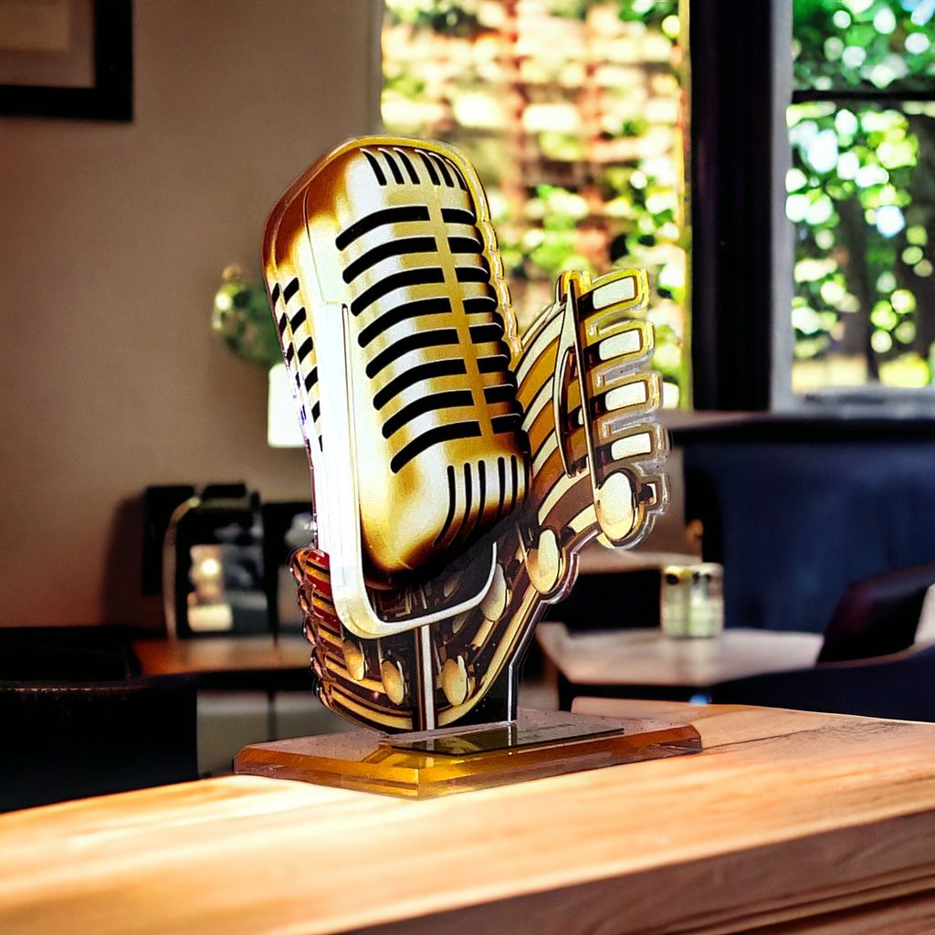 Cannes Printed Acrylic Microphone Singing Trophy | Trophy Monster ⭐ USA