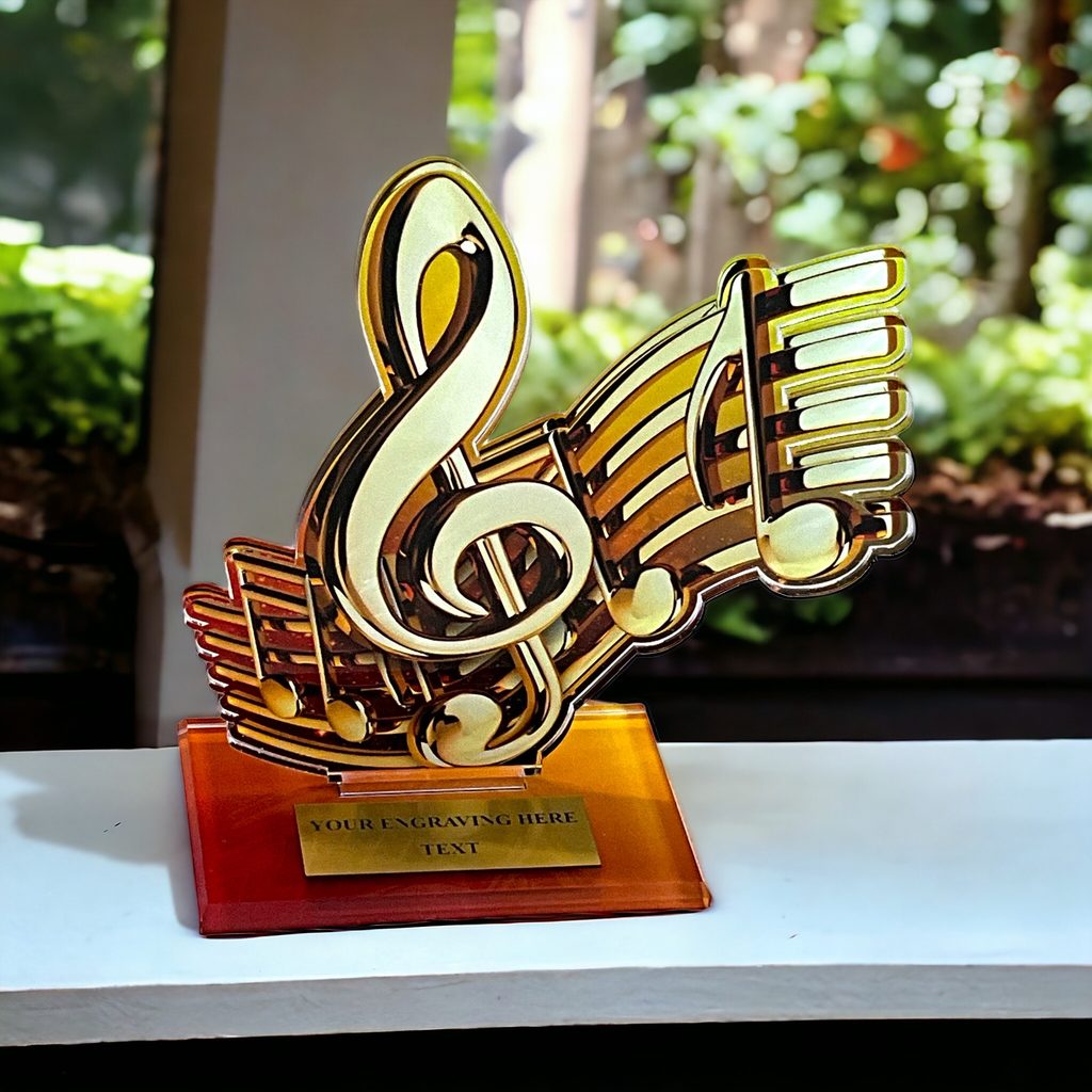 Cannes Printed Acrylic Music Notes Trophy | Trophy Monster ⭐ USA