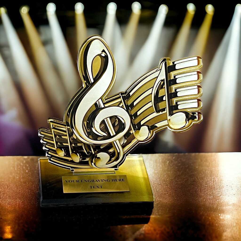 Cannes Printed Acrylic Music Notes Trophy | Trophy Monster ⭐ USA