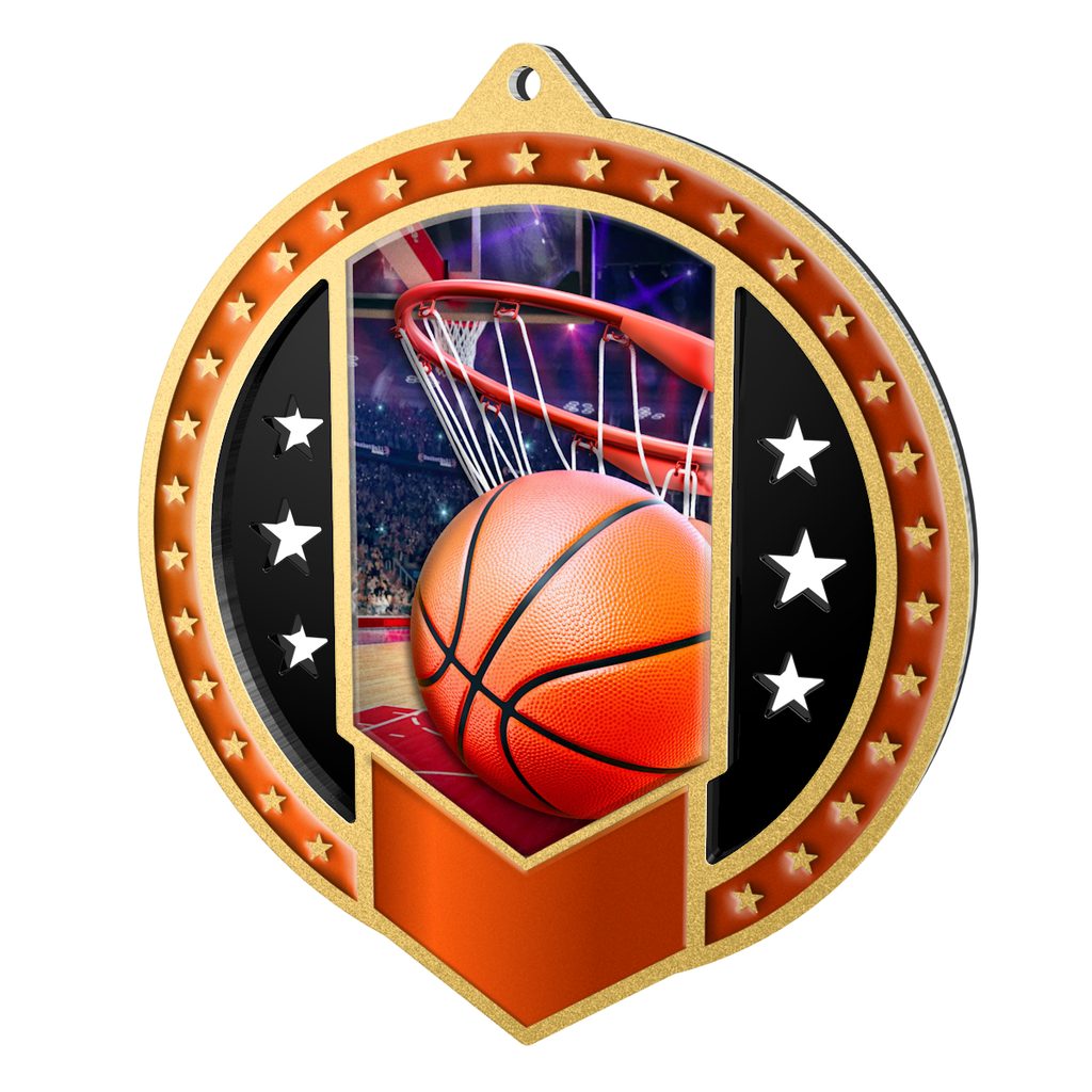 Noir Stainless Steel Basketball Medal | Trophy Monster ⭐ USA