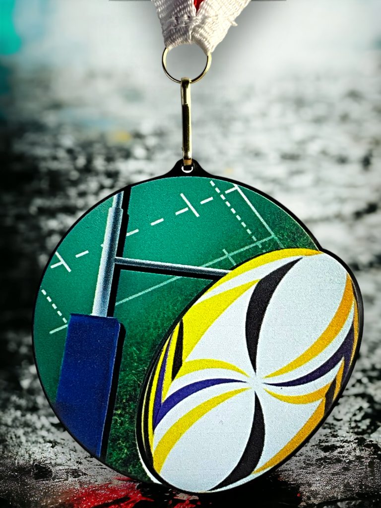 Rincon black acrylic Rugby medal | Trophy Monster ⭐ USA