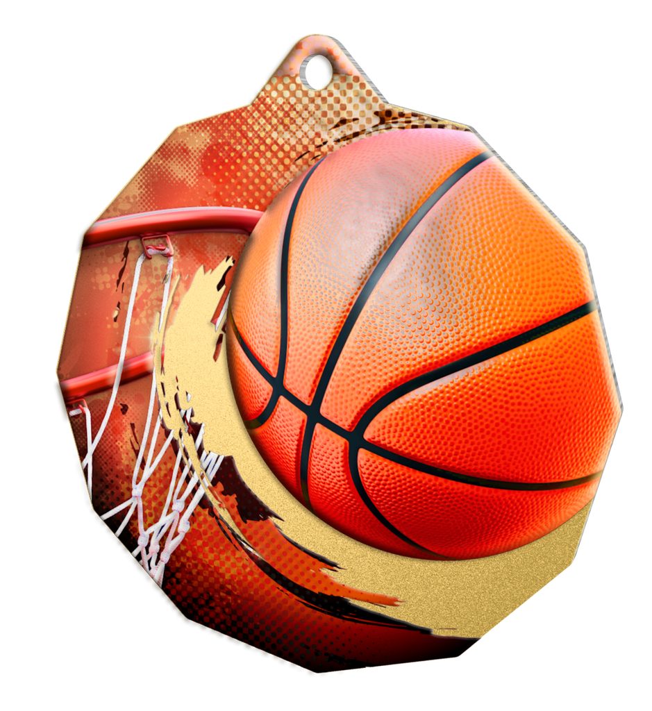 Polygon Stainless Steel Basketball Medal | Trophy Monster ⭐ USA
