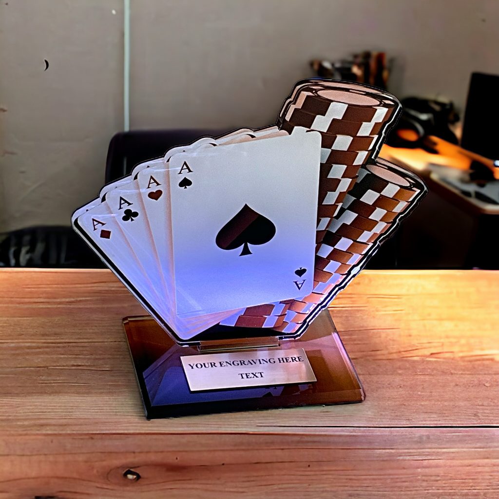 Cannes Printed Acrylic Playing Cards Trophy | Trophy Monster ⭐ USA