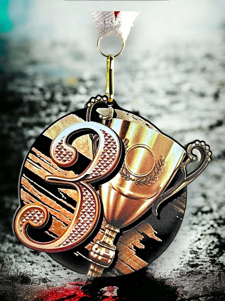 Rincon black acrylic Number 3 medal | Trophy Monster ⭐ USA