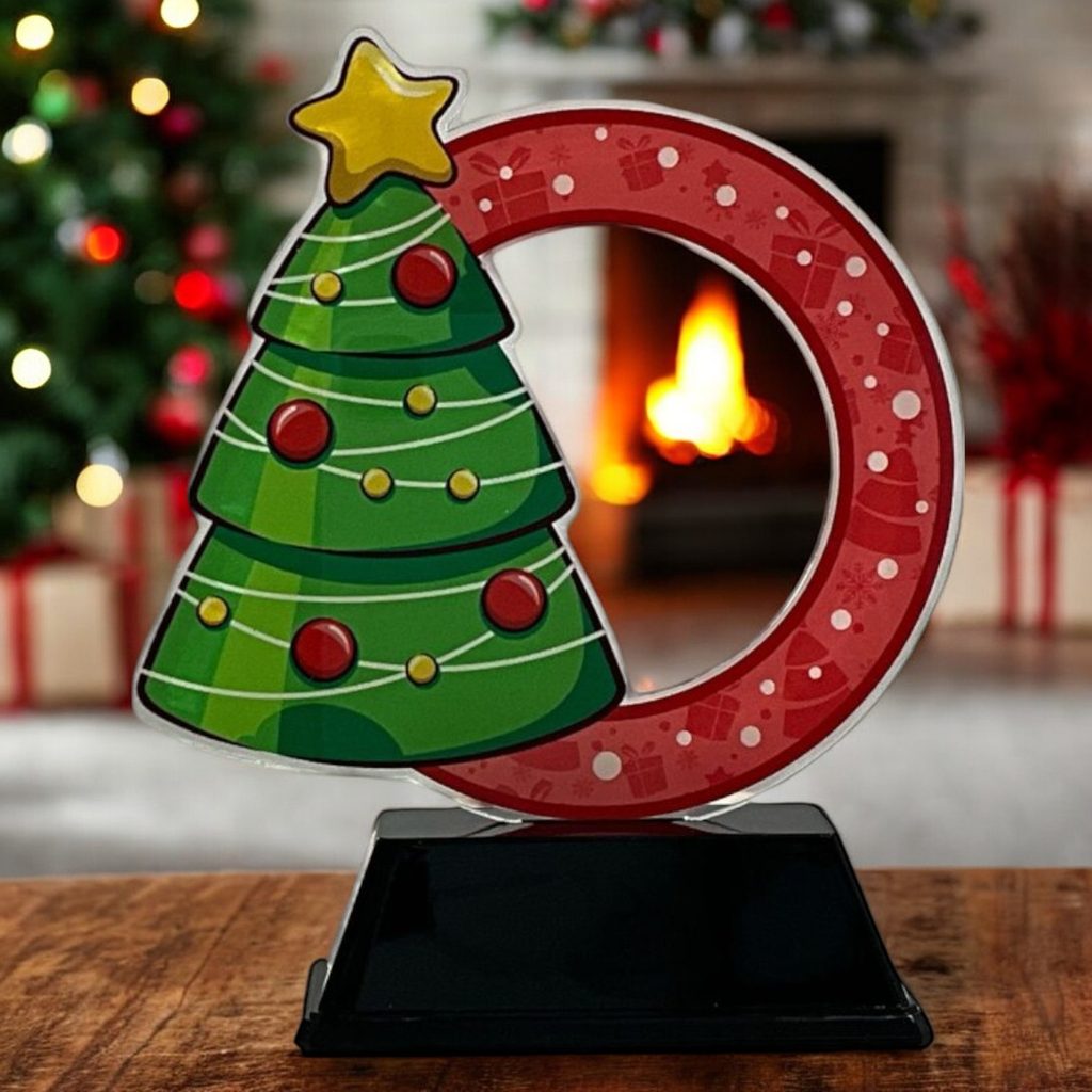 Festive Christmas Tree Circle Trophy | Trophy Monster ⭐ USA