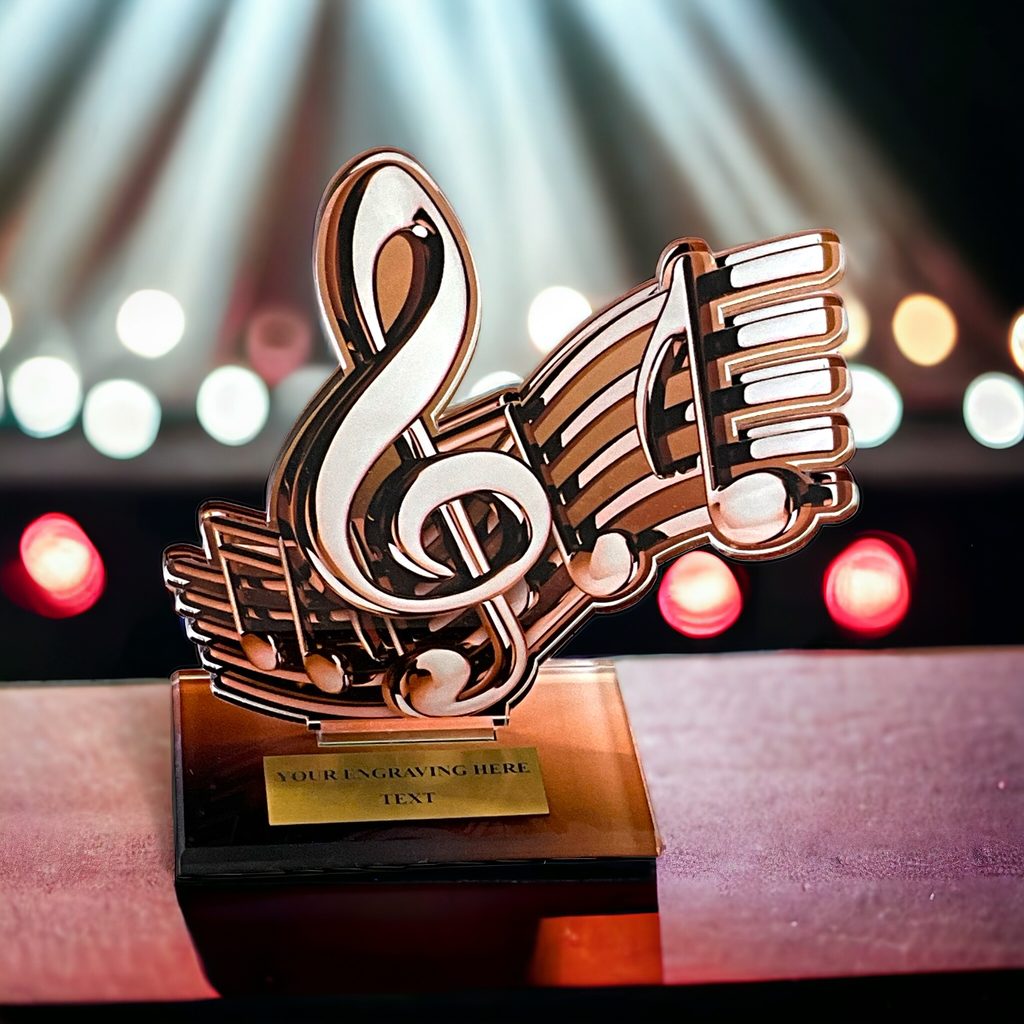 Cannes Printed Acrylic Music Notes Trophy | Trophy Monster ⭐ USA