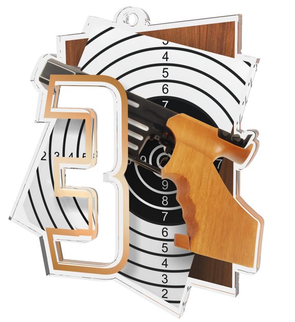 Pistol Shooting Number 3 Medal | Trophy Monster ⭐ USA