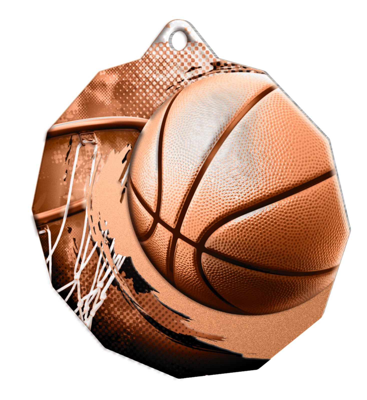Polygon Classic Stainless Steel Basketball Medal | Trophy Monster ⭐ USA