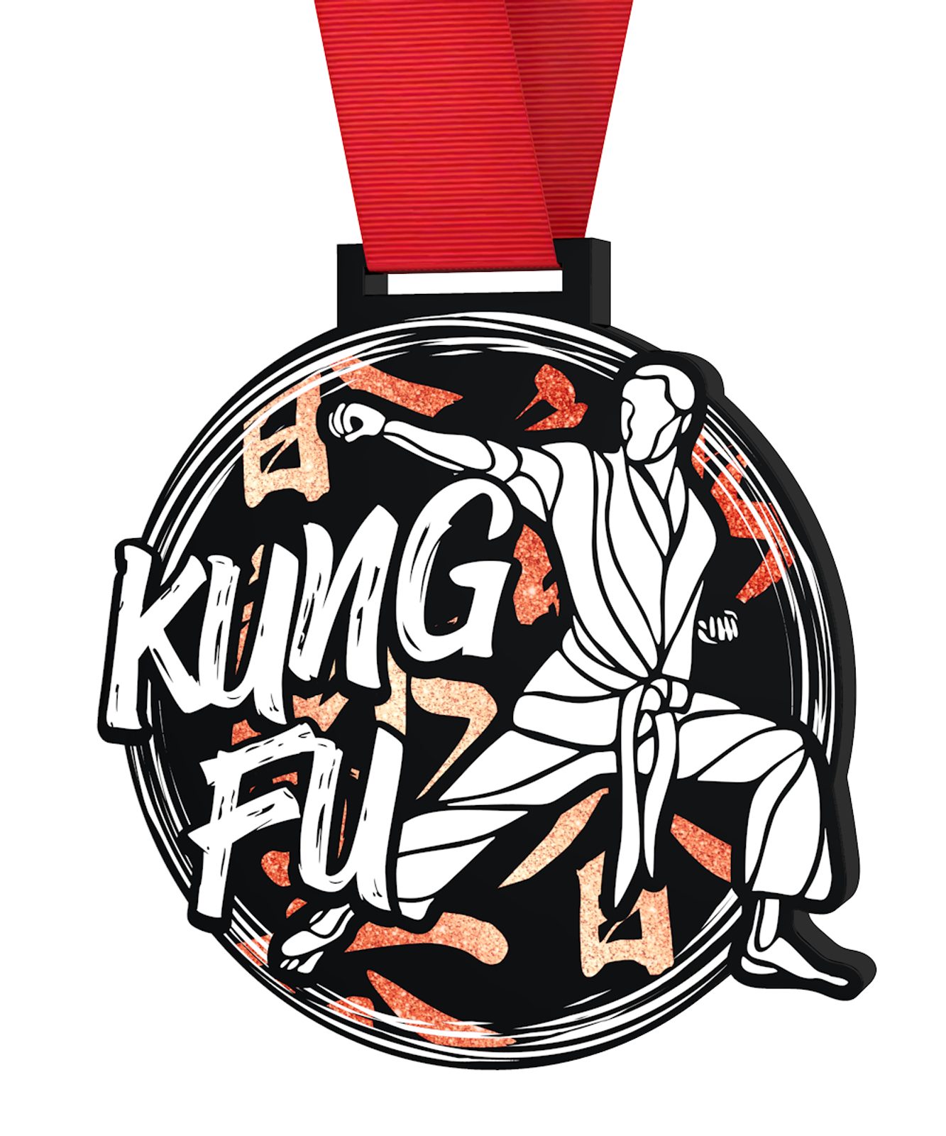 Giant Kung Fu Black Acrylic Medal | Trophy Monster ⭐ USA