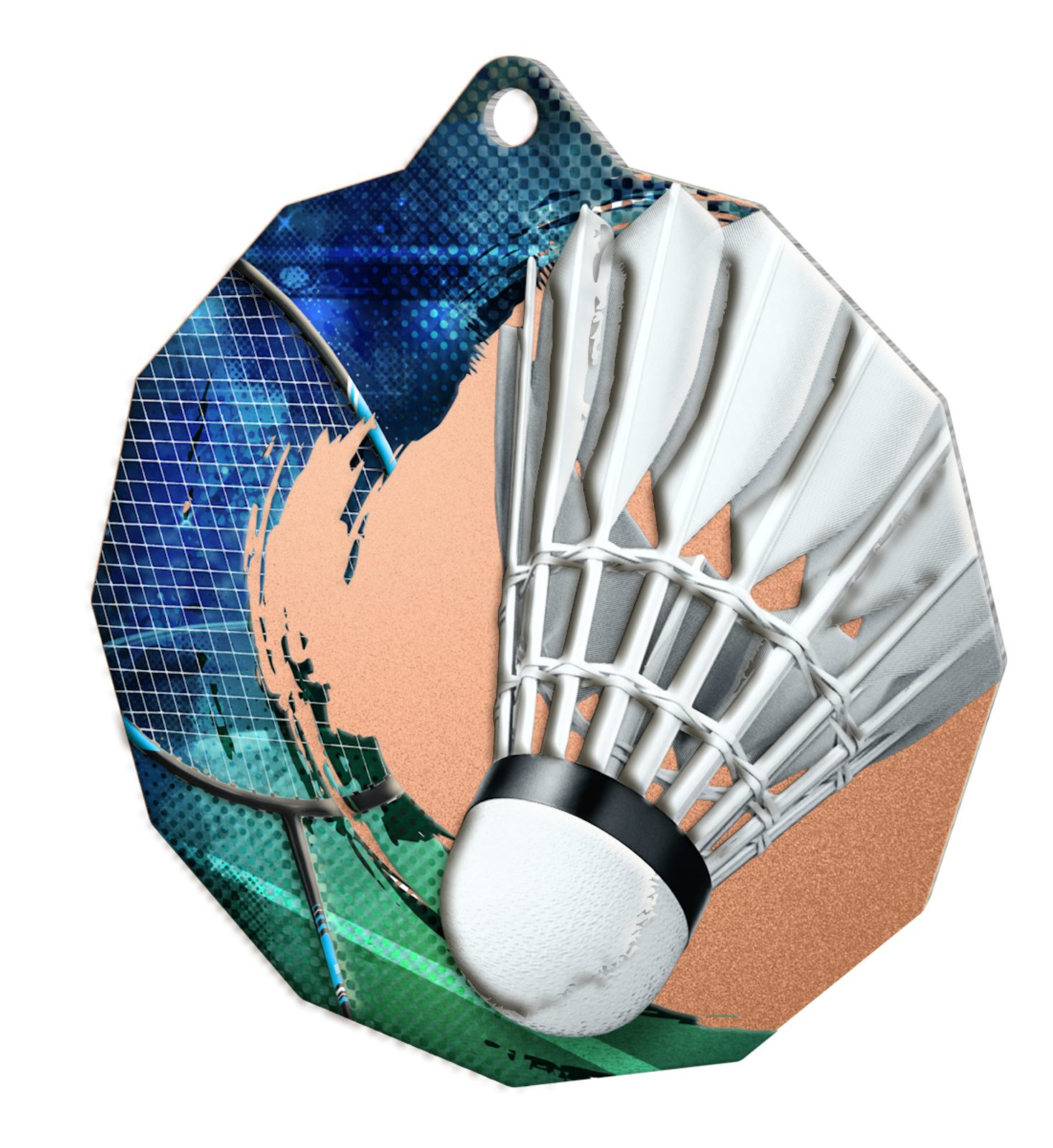 Polygon Stainless Steel Badminton Medal | Trophy Monster ⭐ USA