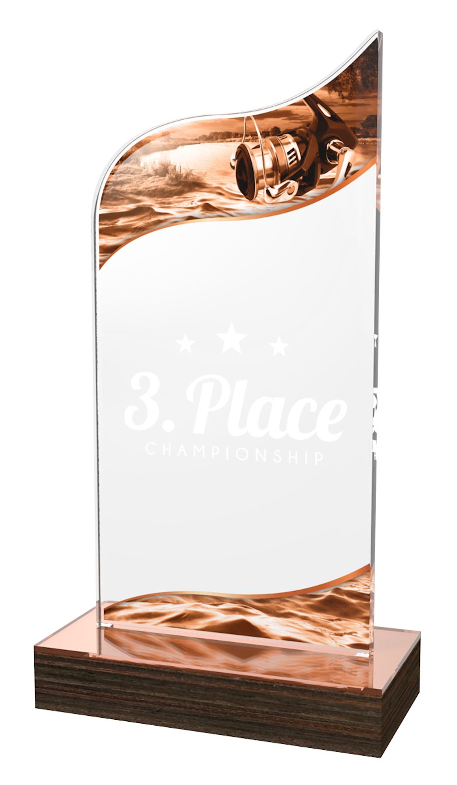 United Acrylic Wood Classic Fishing Trophy | Trophy Monster ⭐ USA