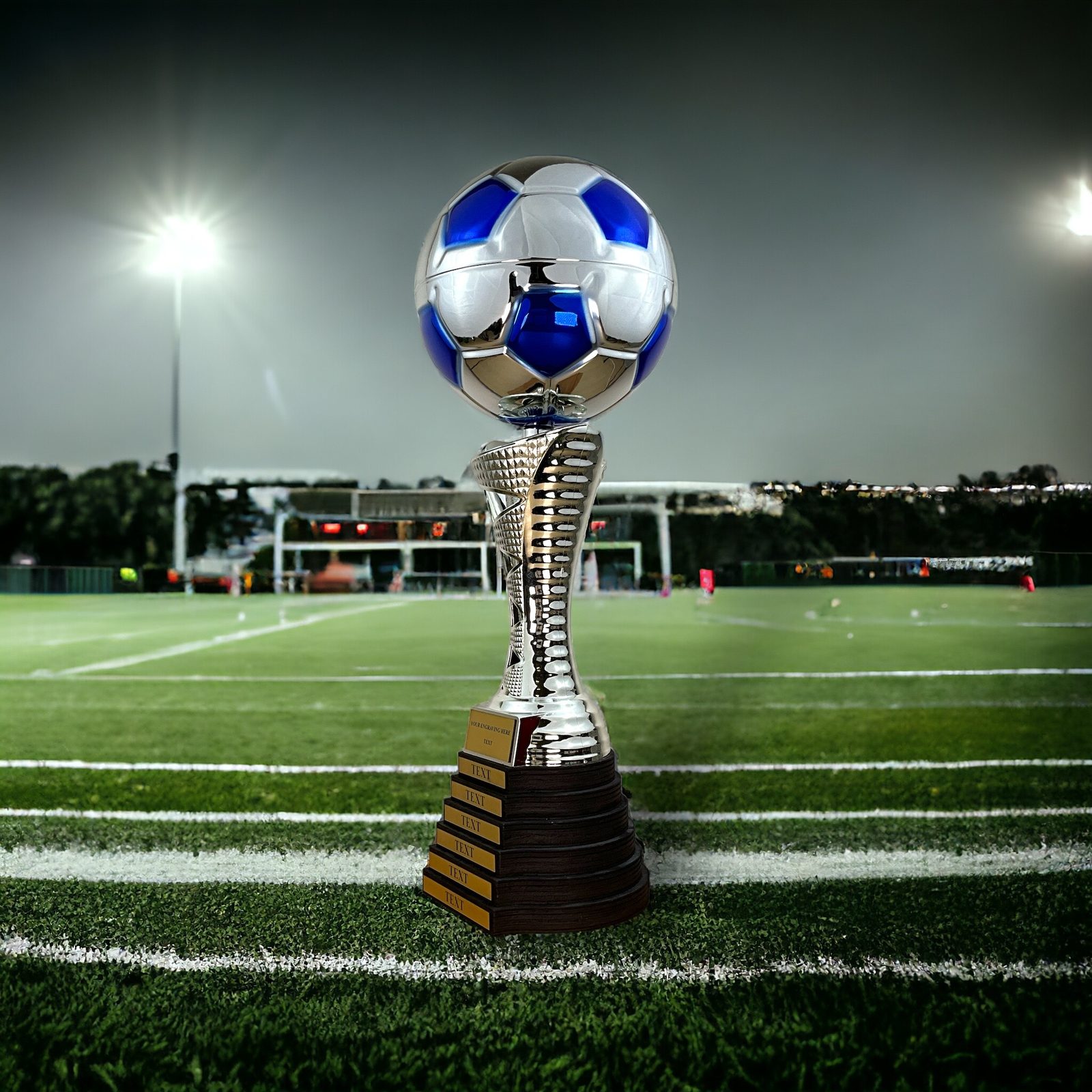 Eminent Silver and Blue Soccer Trophy | Trophy Monster ⭐ USA