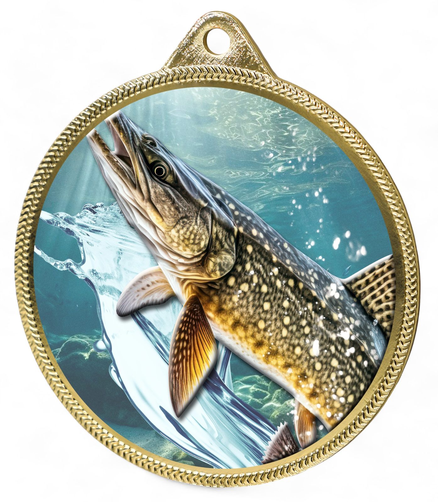 Pike Fishing Texture Print Gold Medal | Trophy Monster ⭐ USA