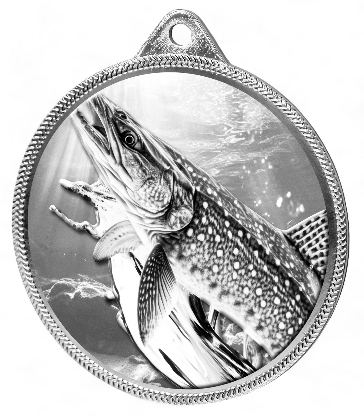 Pike Fishing Texture Classic Print Silver Medal | Trophy Monster ⭐ USA