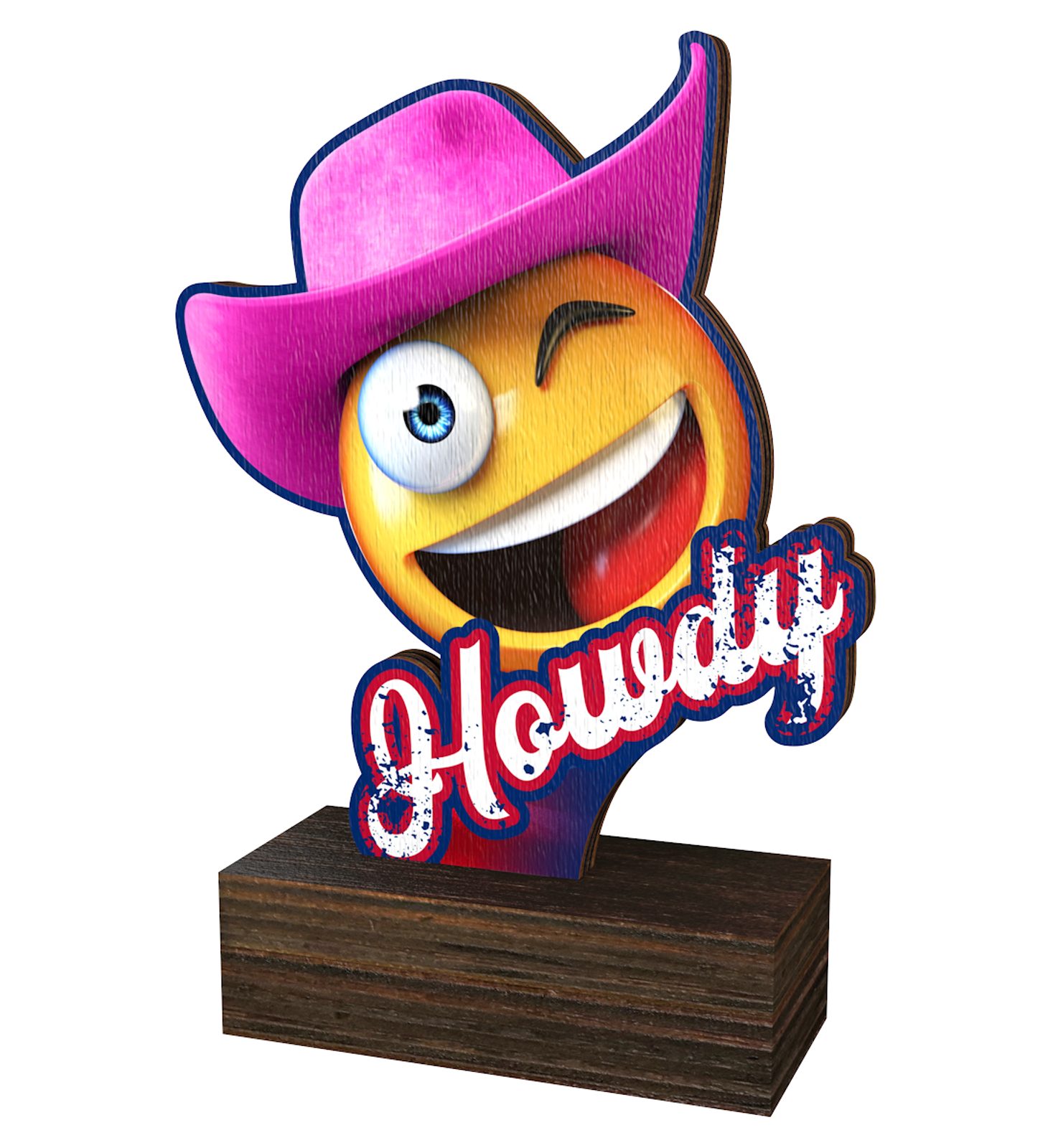 Howdy Pink Hat Real Wood Trophy | Trophy Monster ⭐ USA