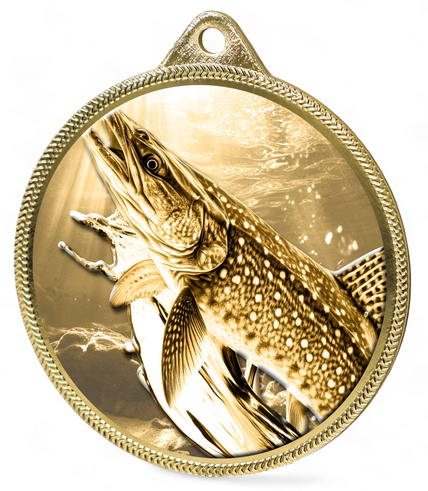 Pike Fishing Texture Classic Print Gold Medal | Trophy Monster ⭐ USA