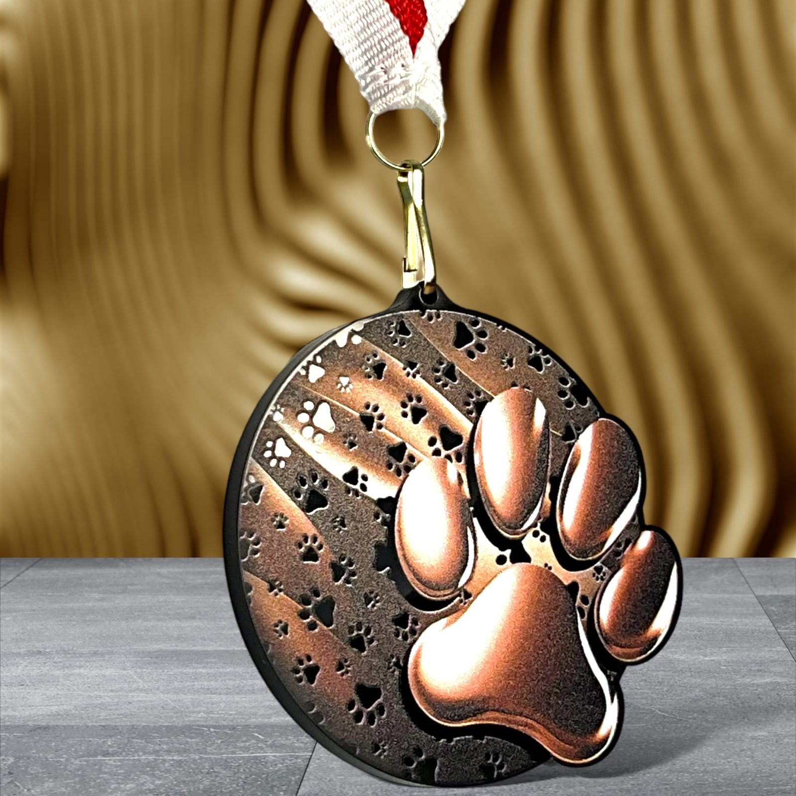 Rincon black acrylic Dog Paws medal | Trophy Monster ⭐ USA
