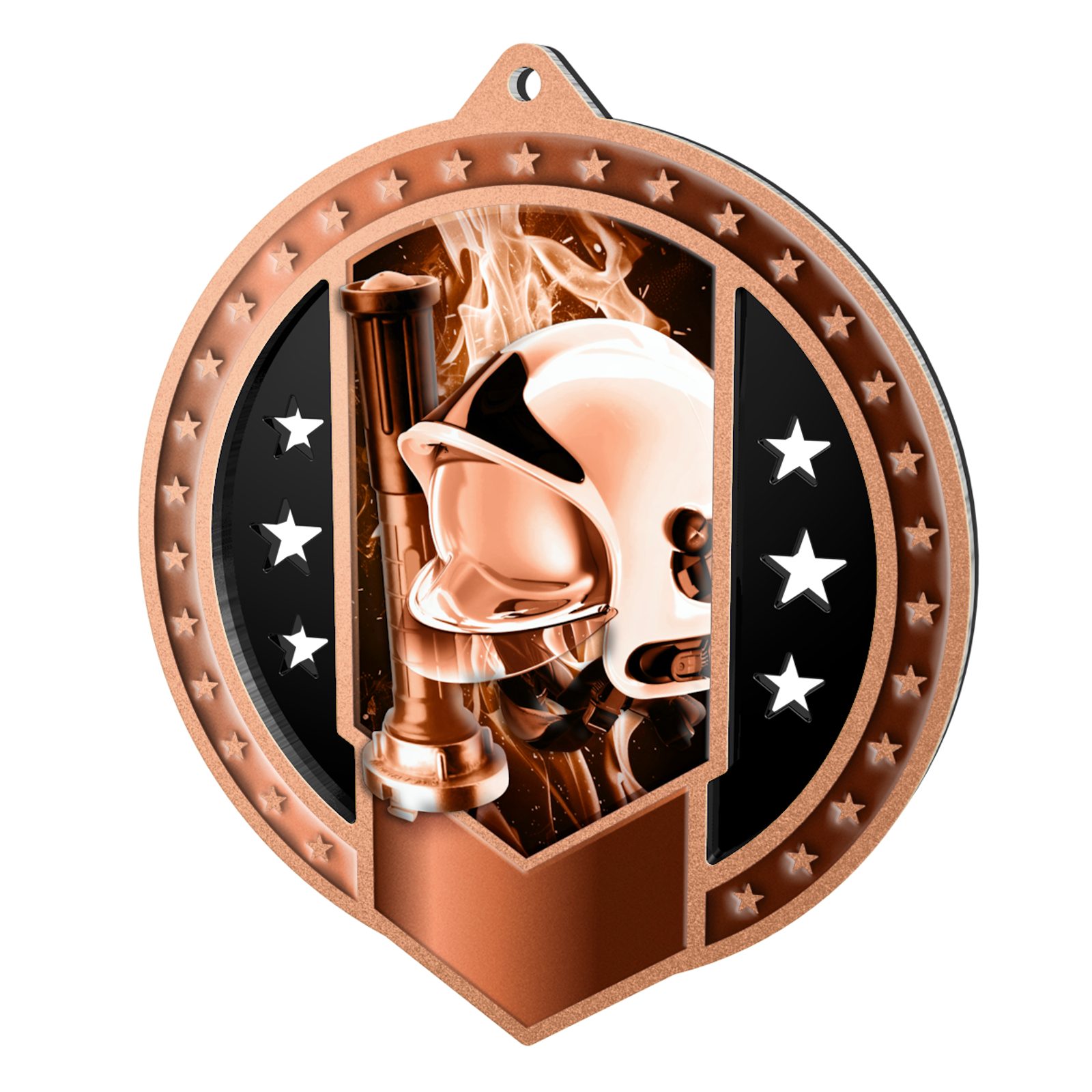 Noir Stainless Steel Firefighter Classic Medal | Trophy Monster ⭐ USA
