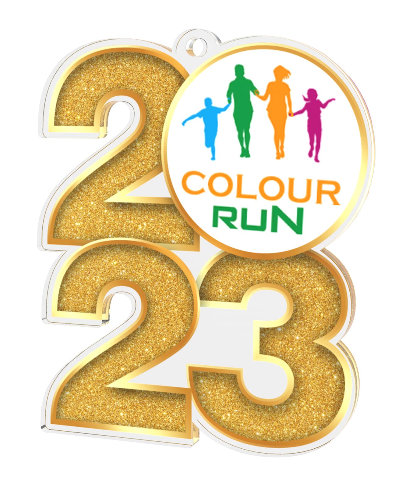 Color Run 2023 Gold Acrylic Medal | Trophy Monster ⭐ USA