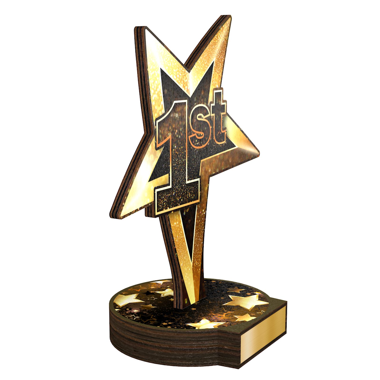Grove 1st Place Gold Star Real Wood Trophy | Trophy Monster ⭐ USA