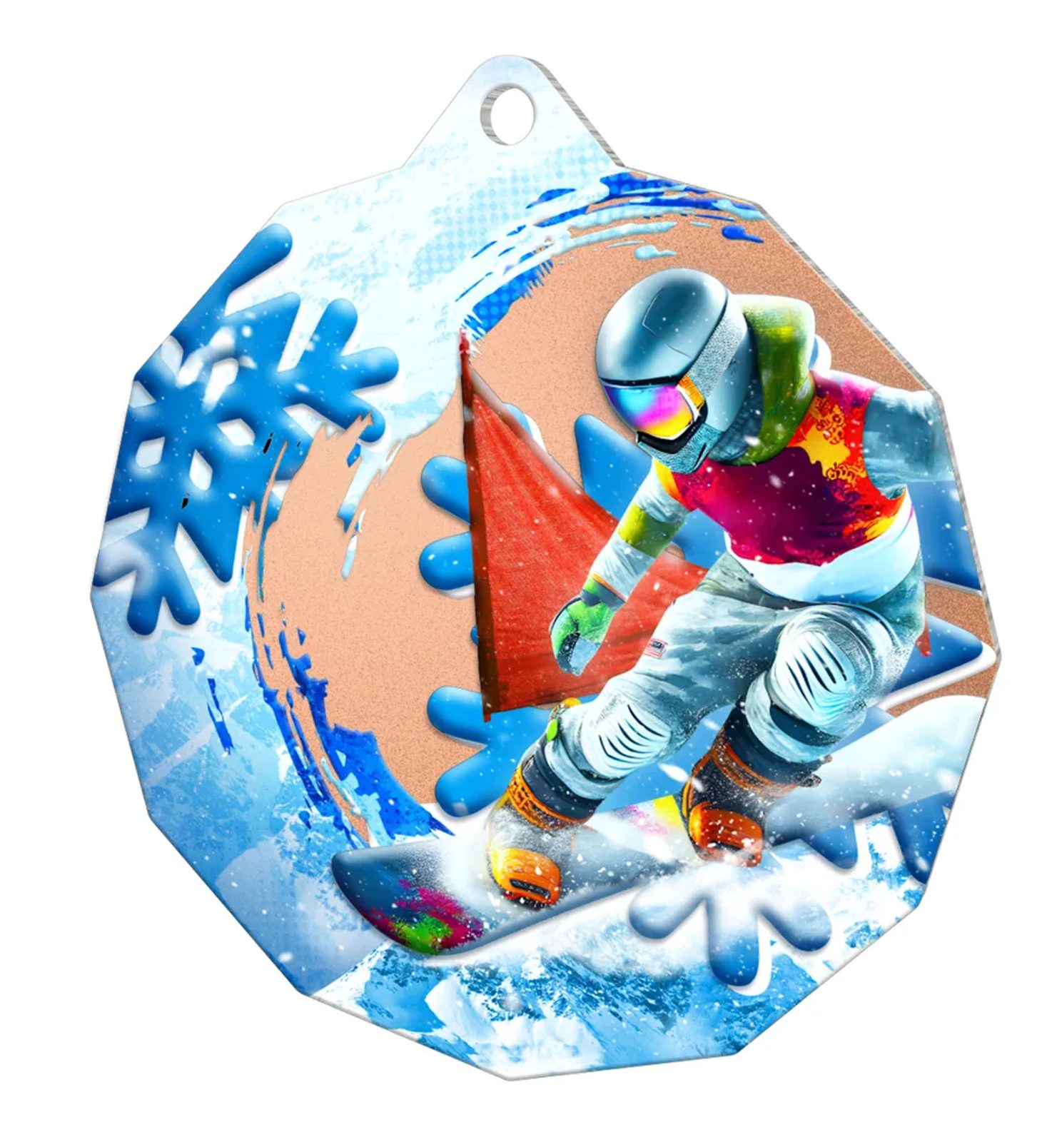 Polygon Stainless Steel Snowboarding Medal | Trophy Monster ⭐ USA