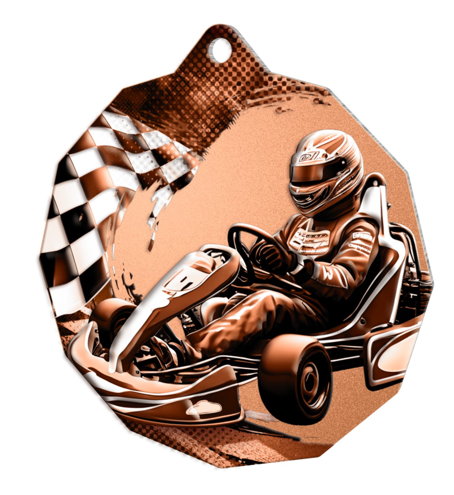Polygon Classic Stainless Steel Go Kart Medal | Trophy Monster ⭐ USA