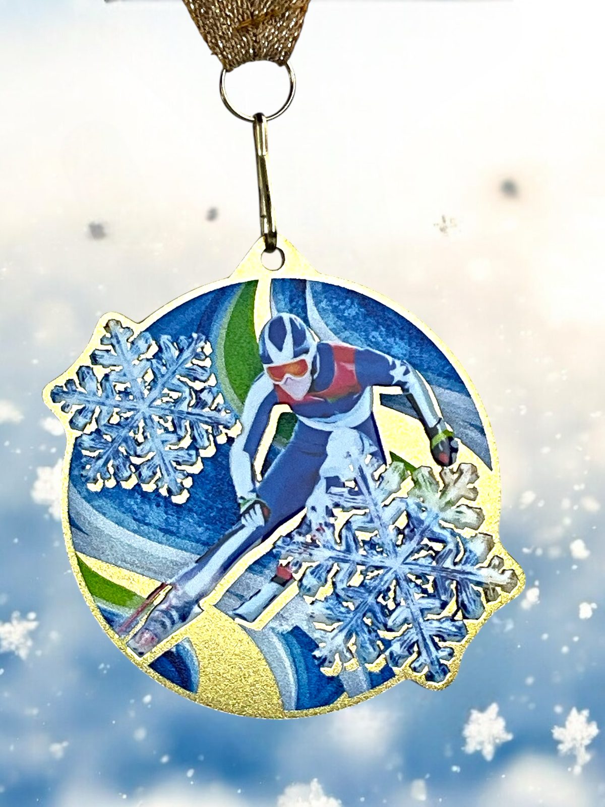 Aurum Stainless Steel Downhill Skiing Medal | Trophy Monster ⭐ USA