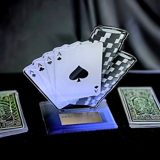 Cannes Printed Acrylic Playing Cards Trophy | Trophy Monster ⭐ USA