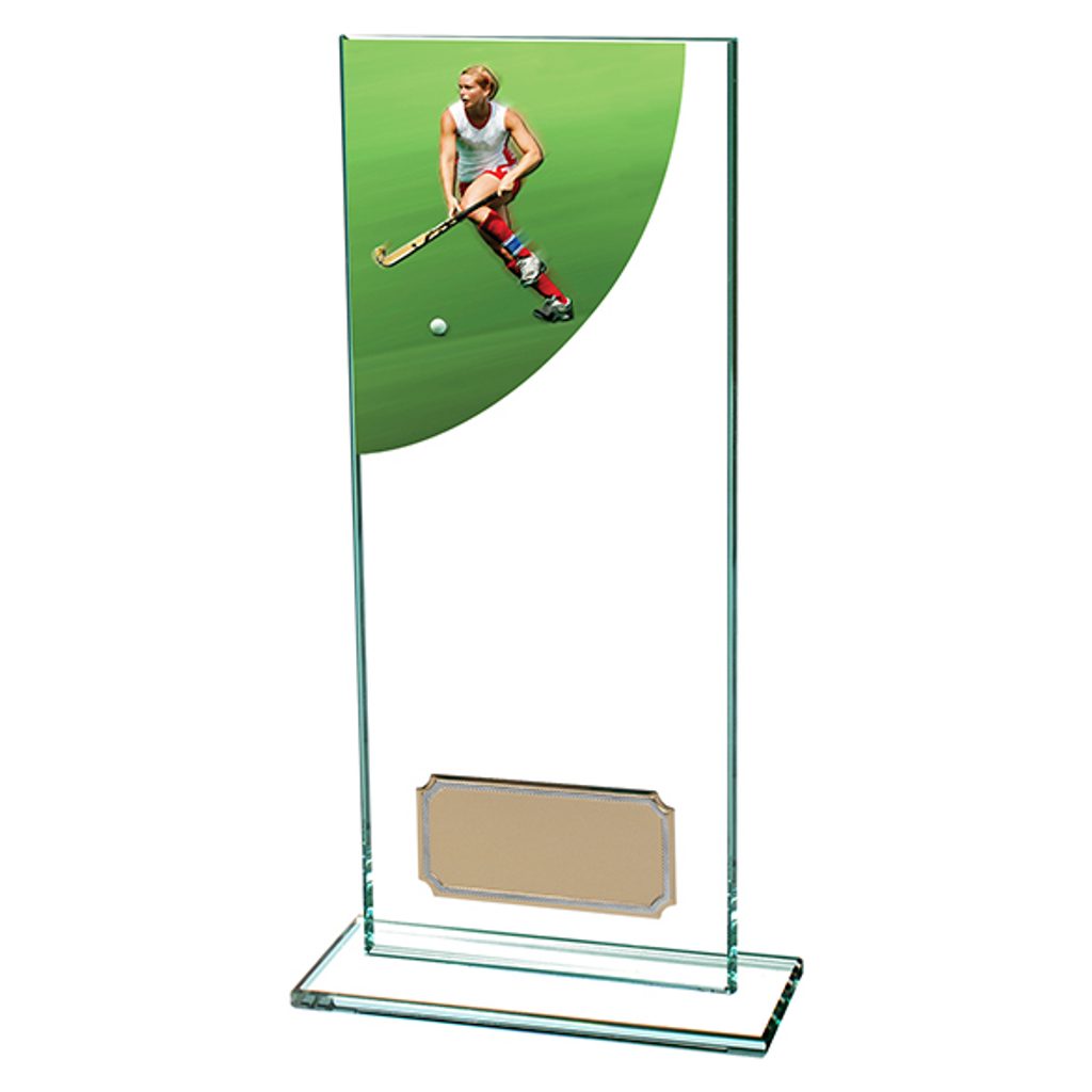 Colour Curve Jade Glass Field Hockey Trophy | Trophy Monster