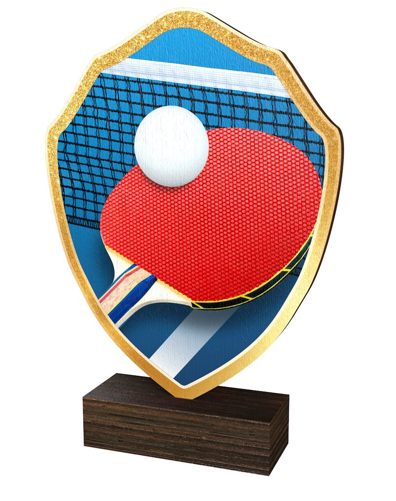 Arden Table Tennis Real Wood Shield Trophy | Trophy Monster