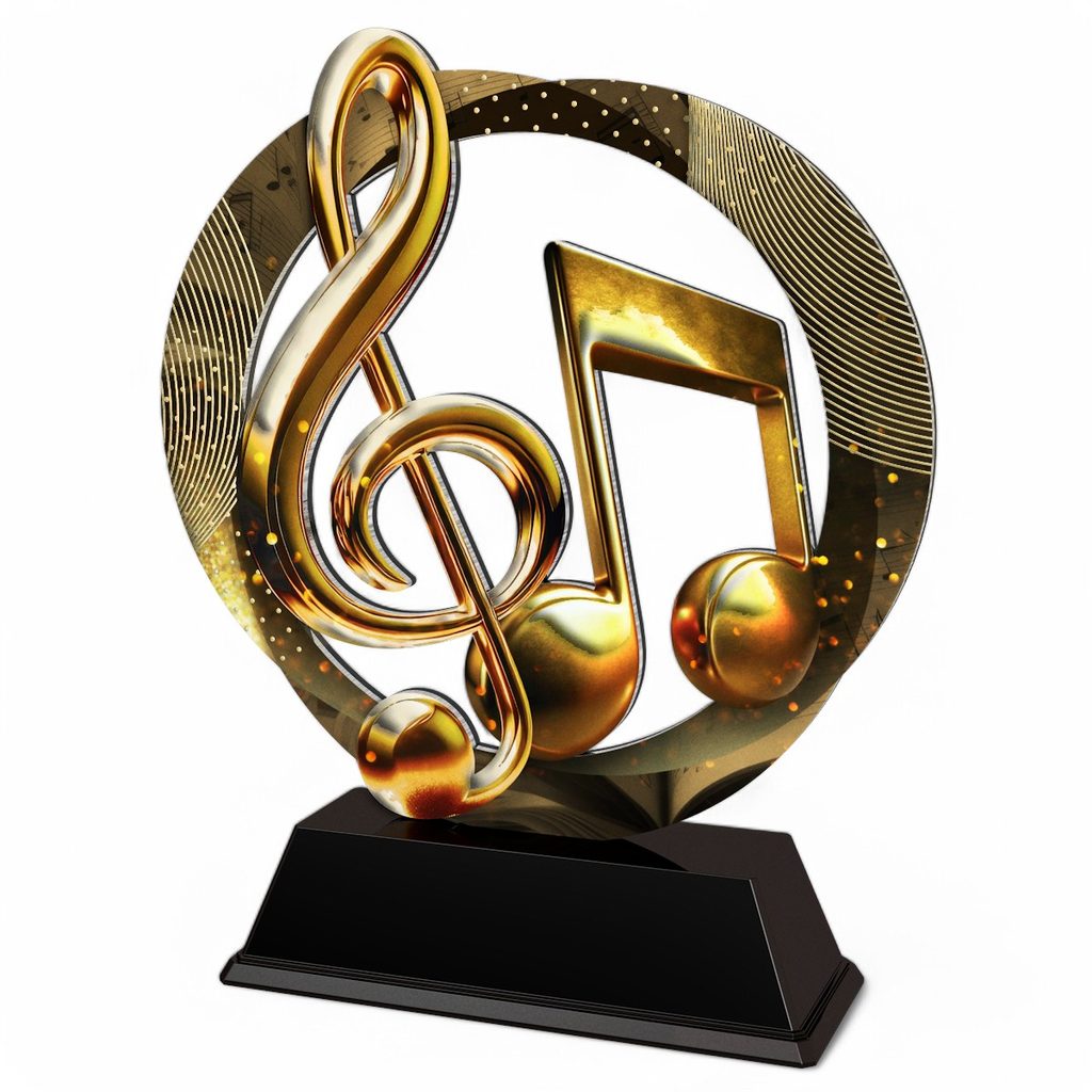 Onyx Stainless Steel Music Note Trophy | Trophy Monster