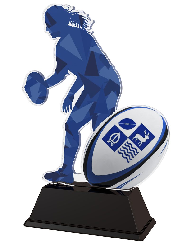Edison Women's Rugby Custom Acrylic Logo Trophy | Trophy Monster