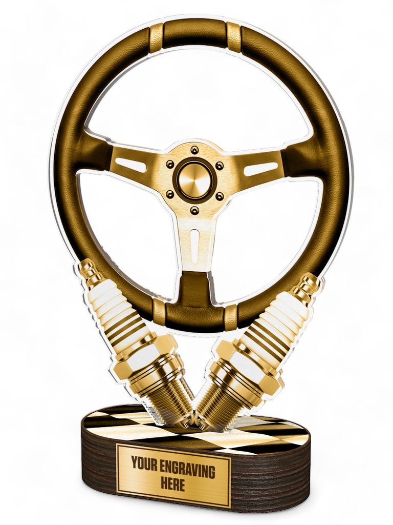 Altus Classic Motor Racing Wheel Trophy | Trophy Monster